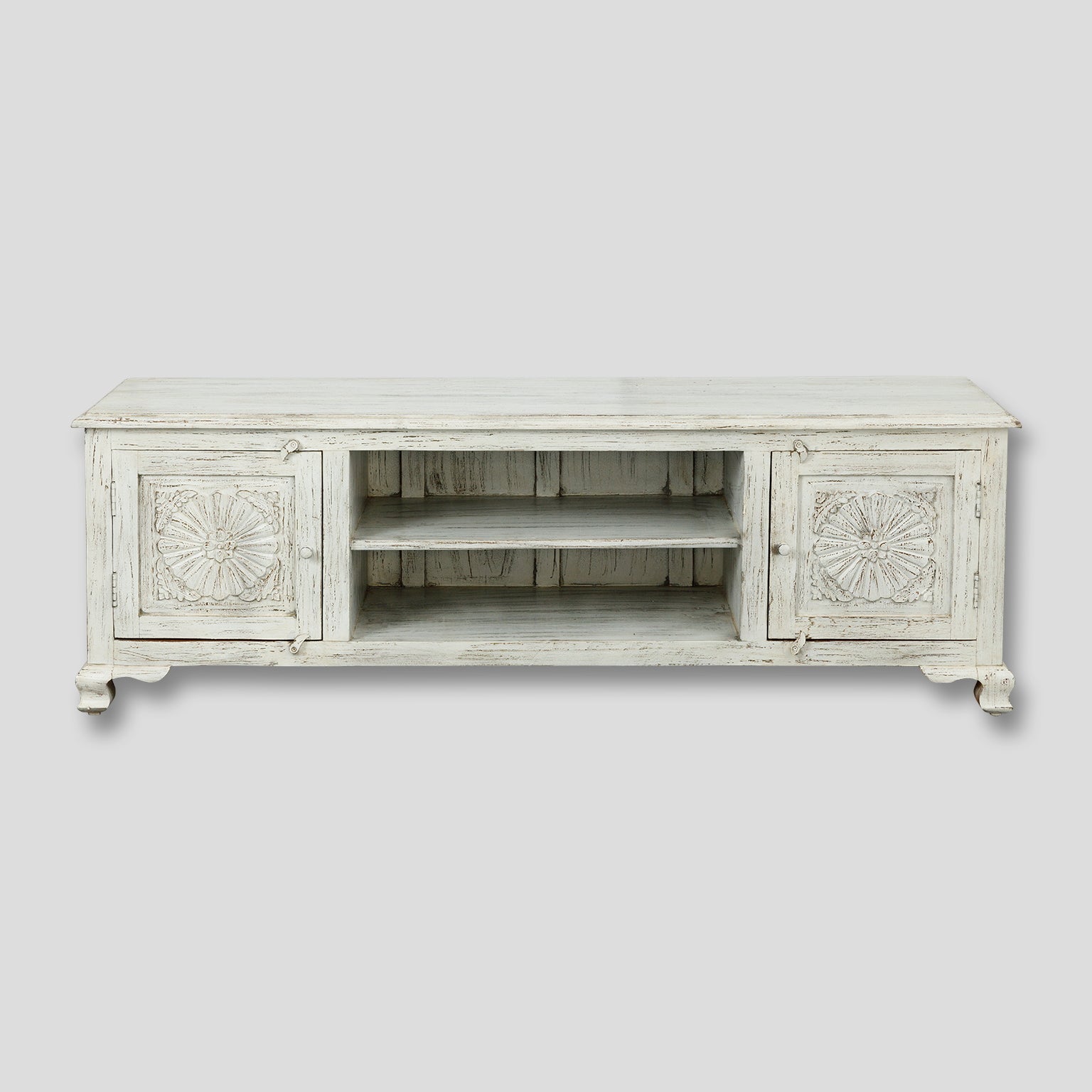 Comoda TV Alb Patinat – Exotique Romania